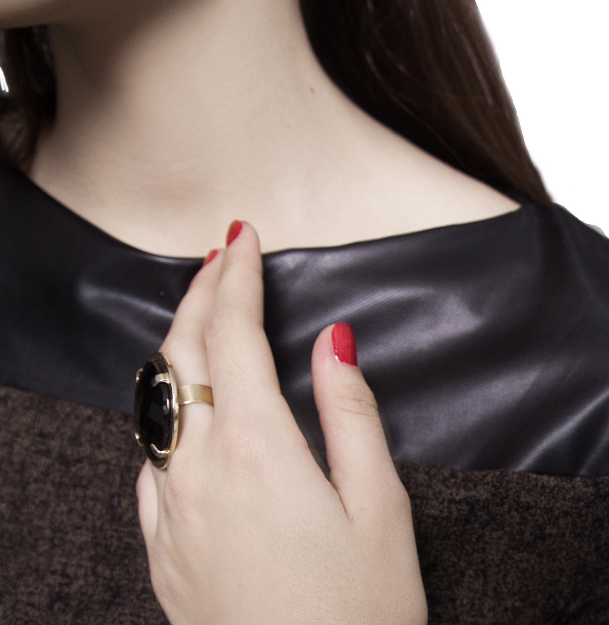 Black Statement Ring Gold Ring With Stone Big Crystal Stone - Etsy Israel