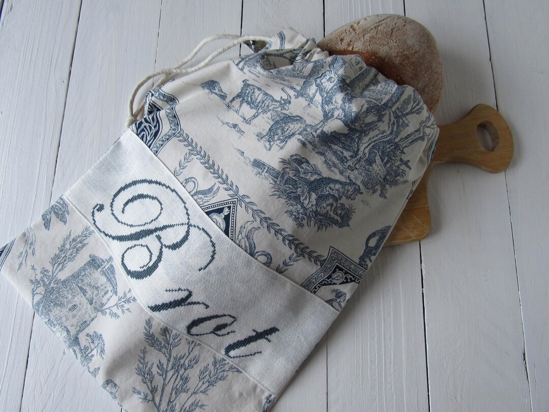 Bread Bag Bulk Food Bag Blue Beige Zero Waste Shopping Bag Toile De ...