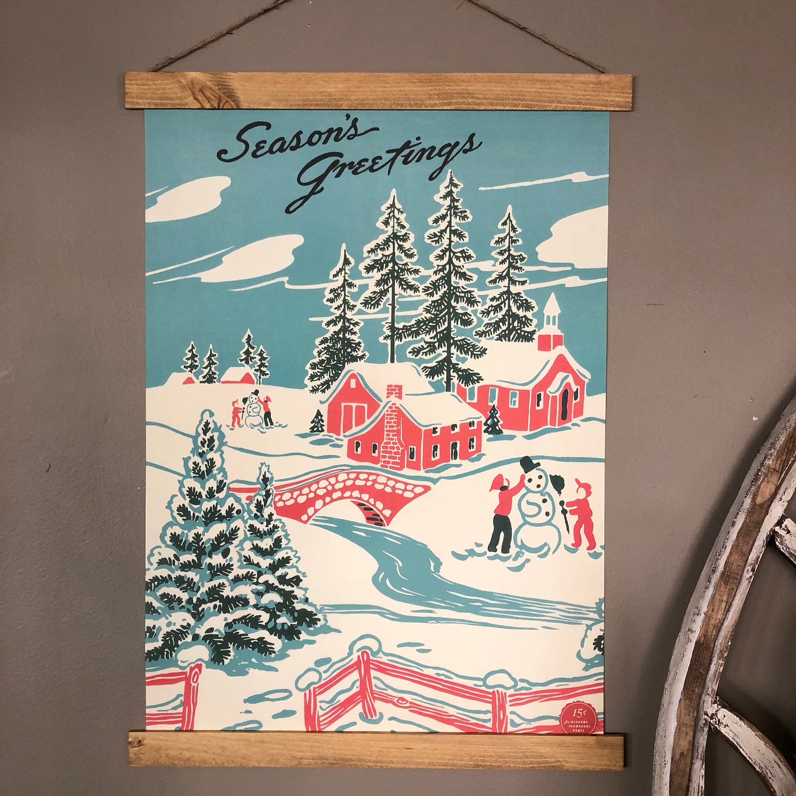 Season's Greetings Poster Christmas Poster Vintage - Etsy