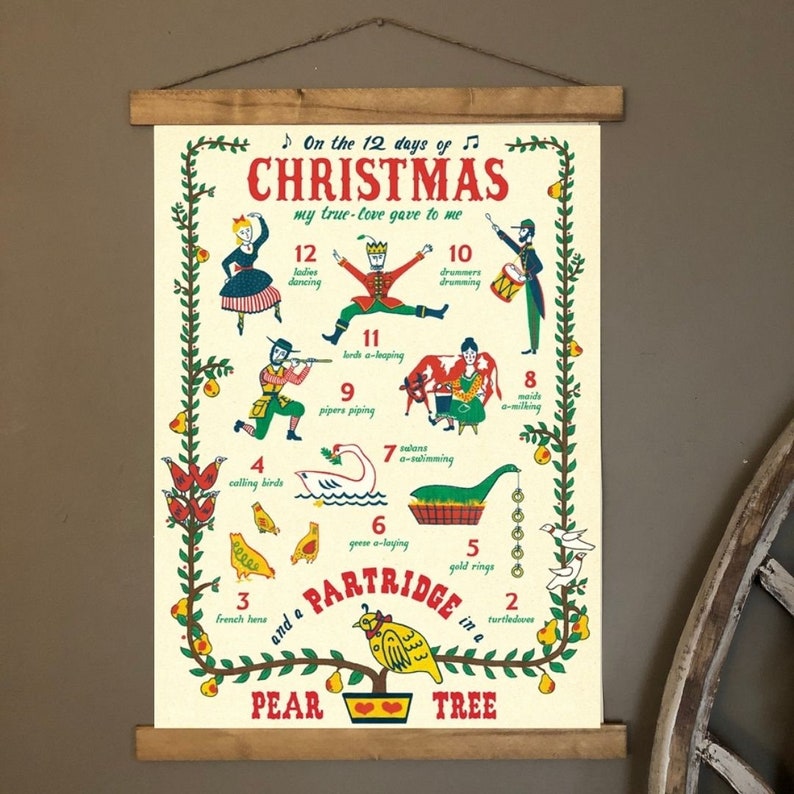 12 Days of Christmas Poster Vintage Christmas Poster - Etsy