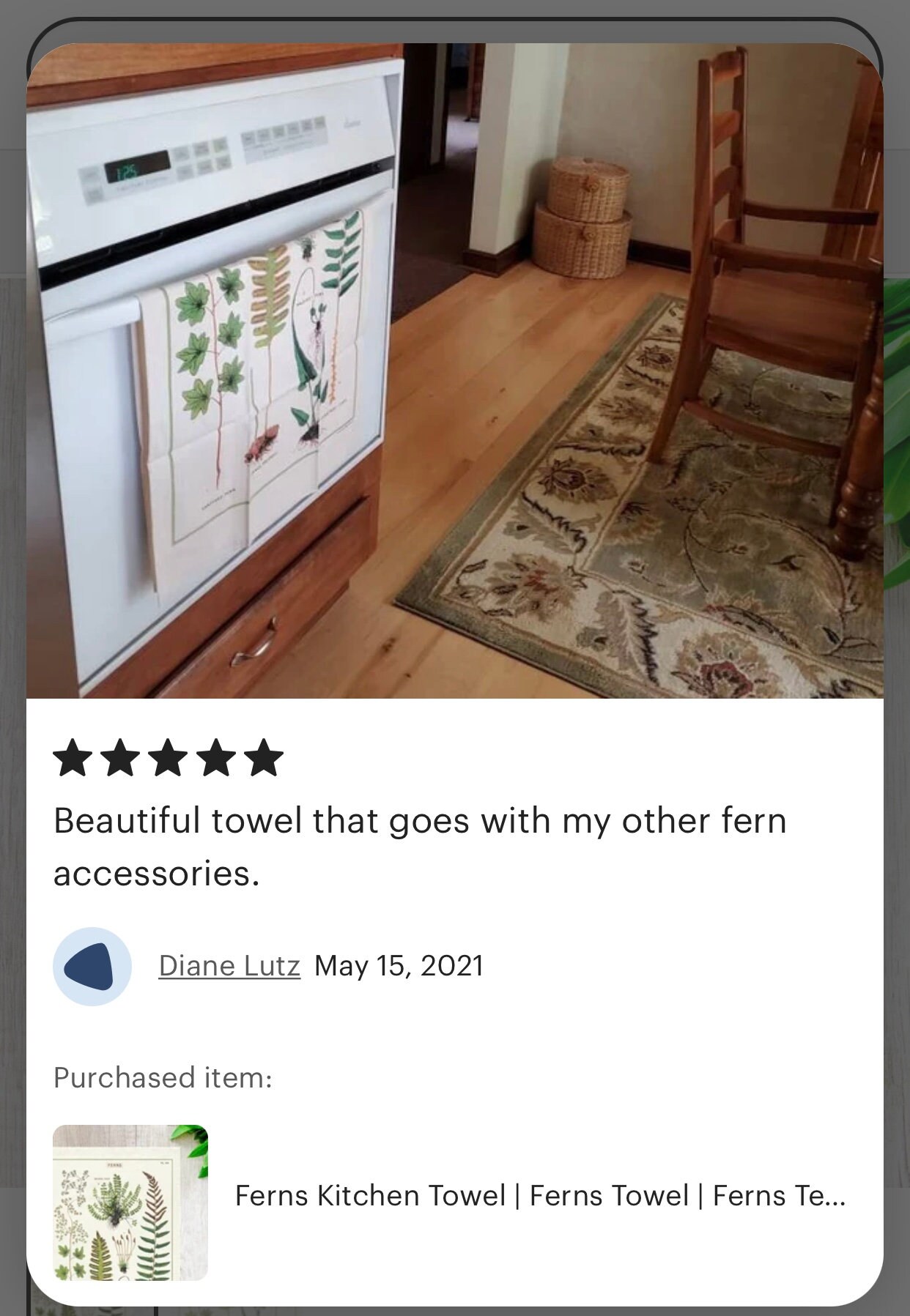 Ferns Kitchen Towel Ferns Towel Ferns Tea Towel Floral - Etsy