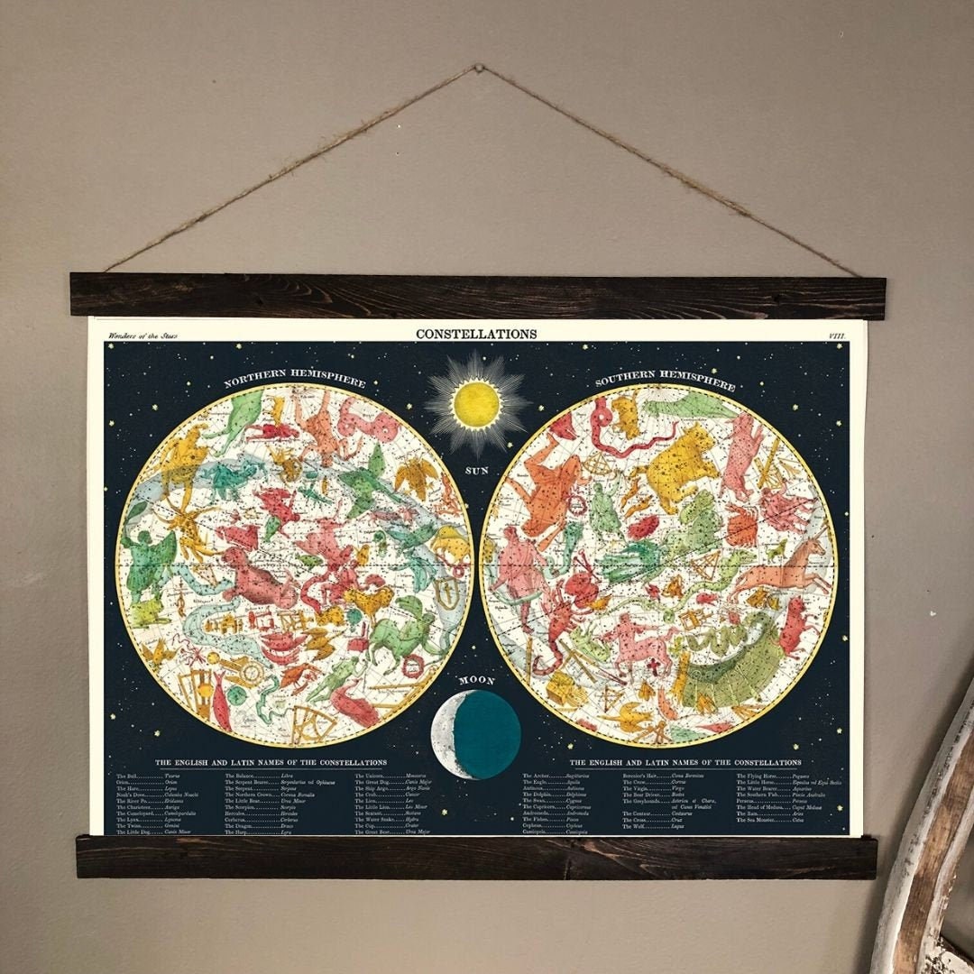 Zodiac Poster | Zodiac Decor | Constellation Map Print | Living Room ...