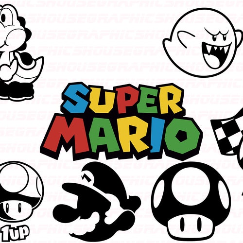 Super Mario 30 Pk SVG and PNG Silhouettes Vectors Images for - Etsy