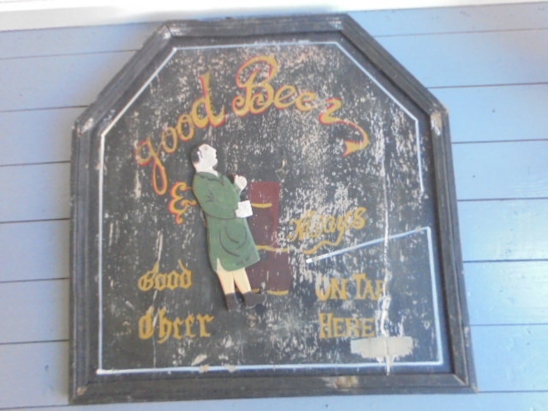 Vintage Pub Sign/bar Decoration/wood Wall Sign With Movable Waiter ...