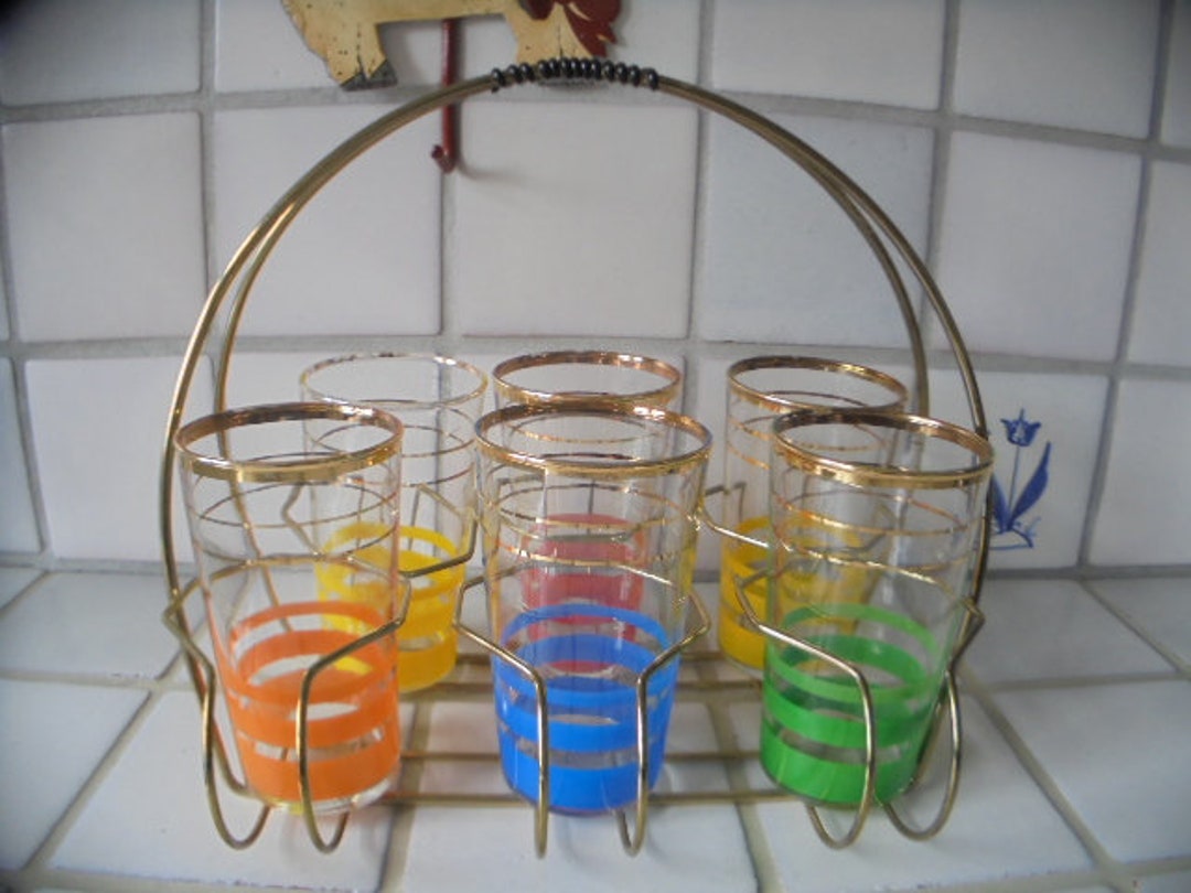 6-piece Lemonade Glass Set in Original Rack/6 Glasses in Different ...