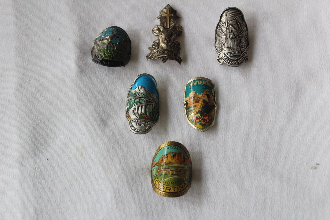 6 Vintage Walking Stick Medallions 60s/walking Stick Souvenir Models ...