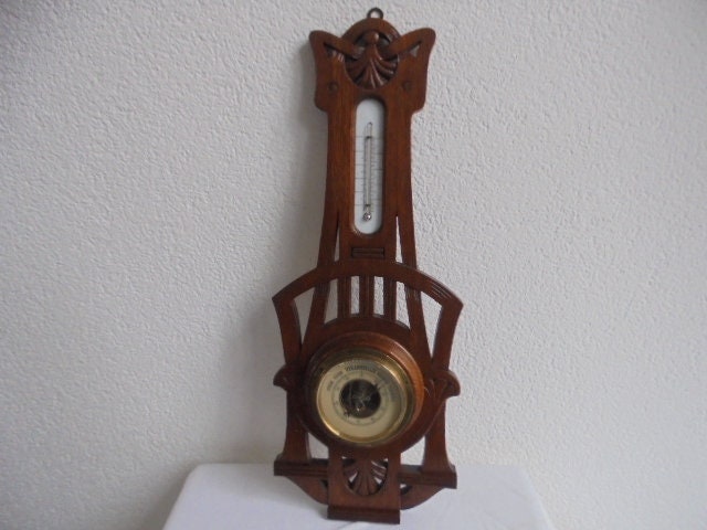 French Art Deco Barometer/art Nouveau Thermometer/antique Wood | Etsy
