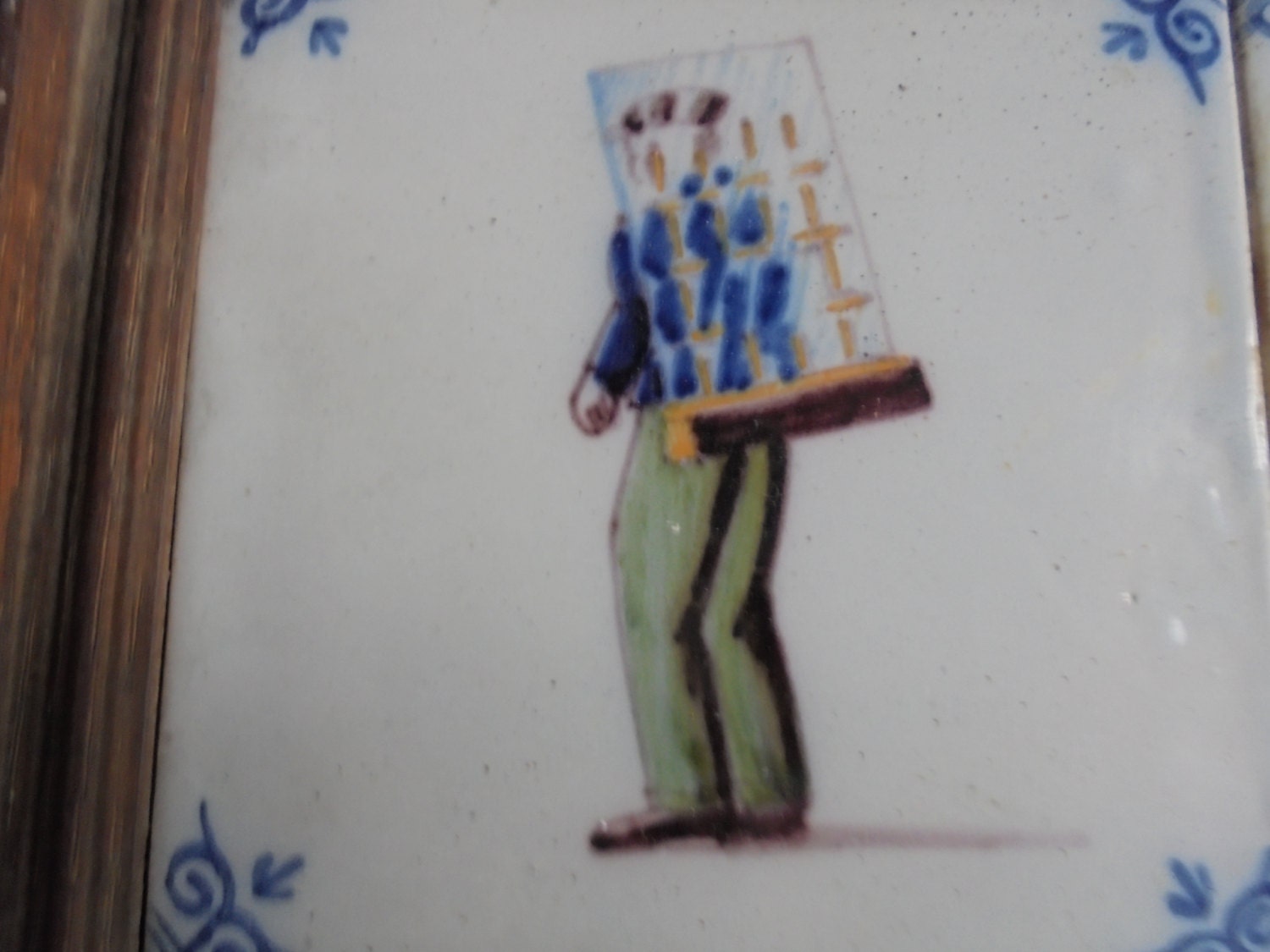 Tiles Plateau,antique Dutch Crafts Tiles in Old Wooden Frame,old Tile ...