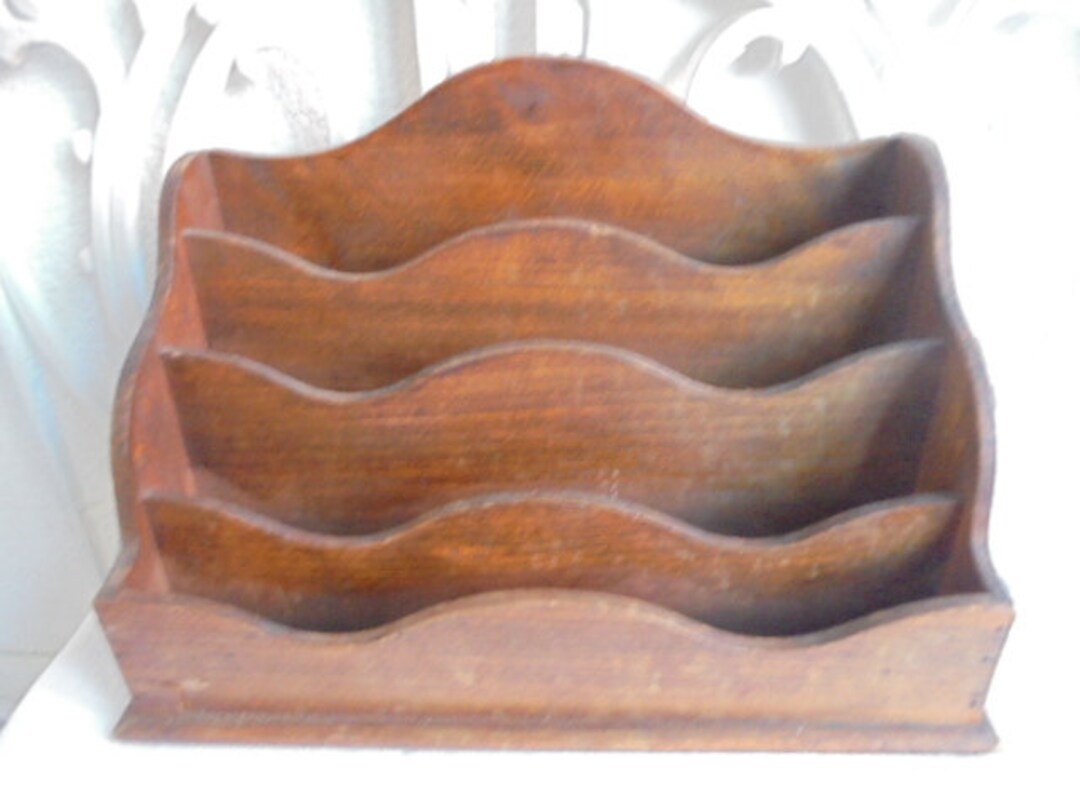 French Vintage Oak Container Letters / 1930 / Letters Holder / Card Box ...