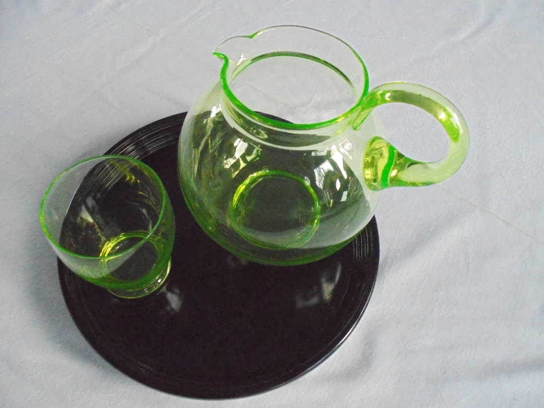 Green Glass Water Set,green Glasset,leerdam Glass,green Glass Waterjug ...