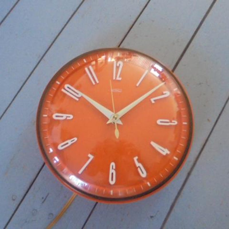 Orange Clock - Etsy