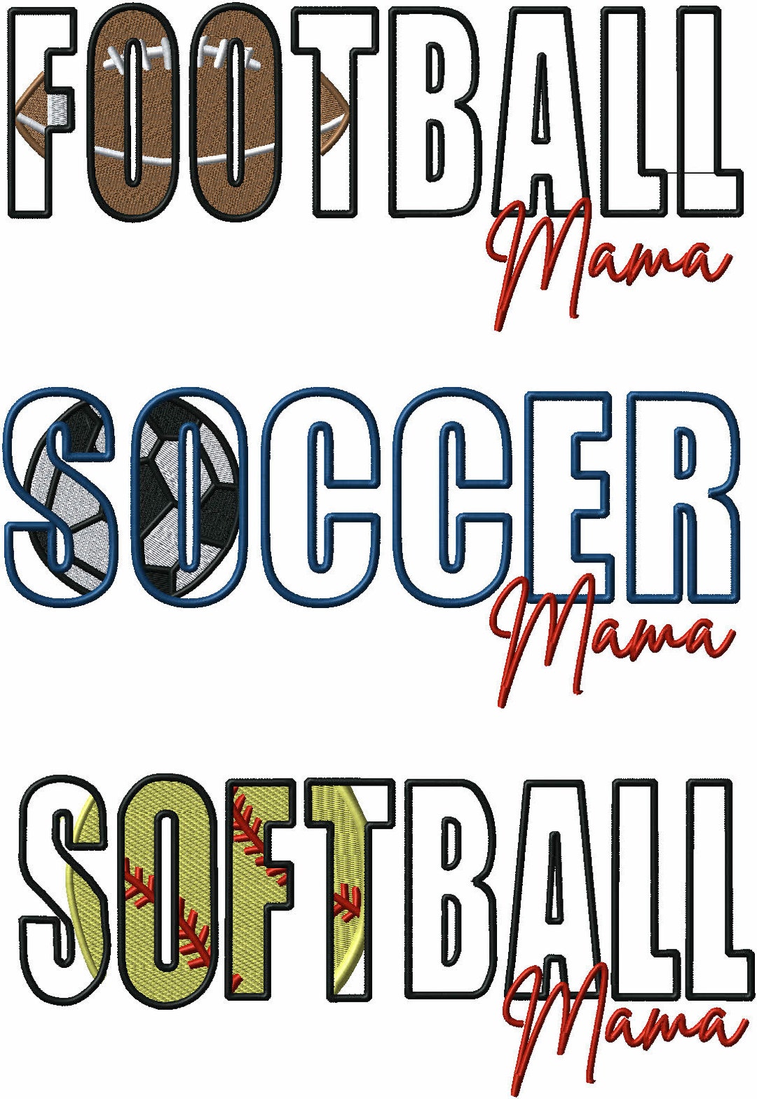 Football, Softball, Soccer 11 Inch Design Set DST Format Only - Etsy