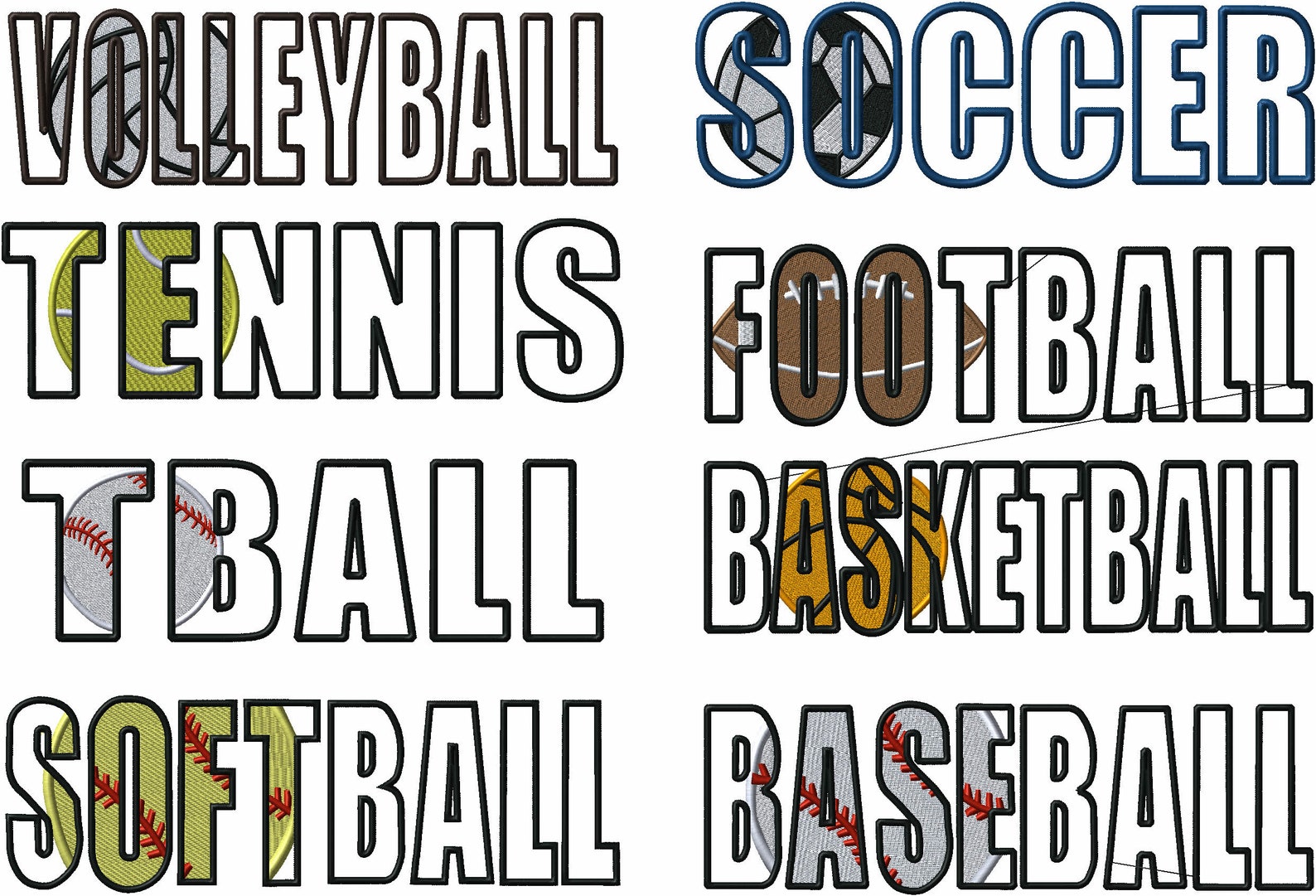 10 Inch, All Sports, Fill Stitch, Pes Files Only - Etsy