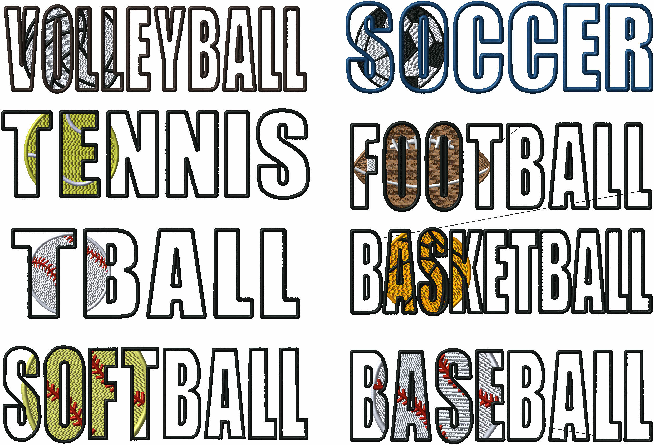 10 Inch, All Sports, Fill Stitch, Pes Files Only - Etsy