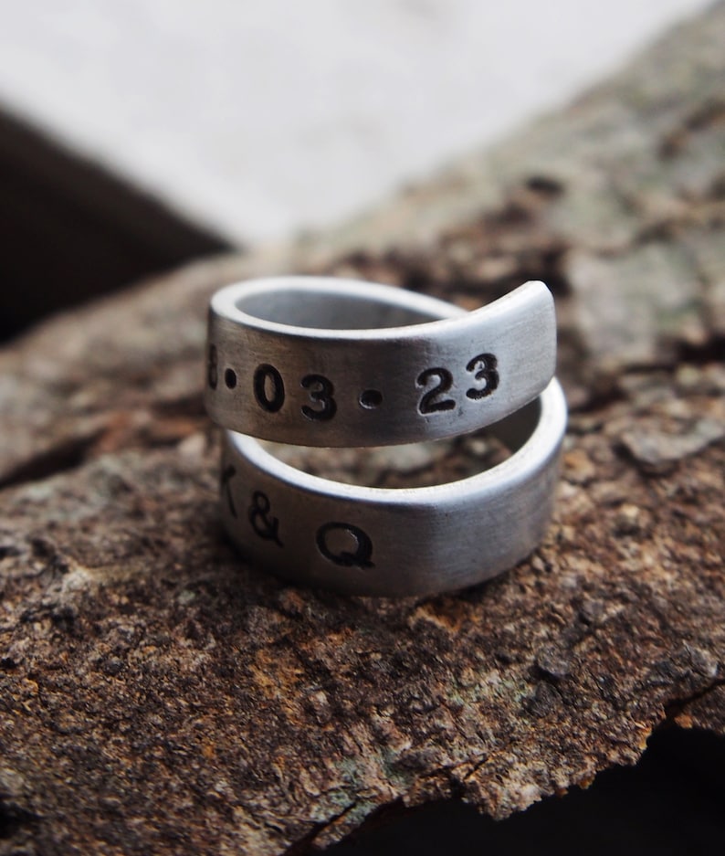 Stamped Wrap Ring, Custom Wrap Rings, Gift, Anniversary, Birthday ...