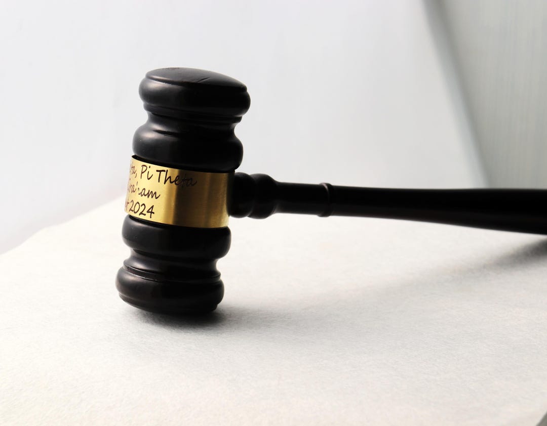 Personalized Wood Gavel With Engraved Gold Band, Wooden Judge's Gavel ...
