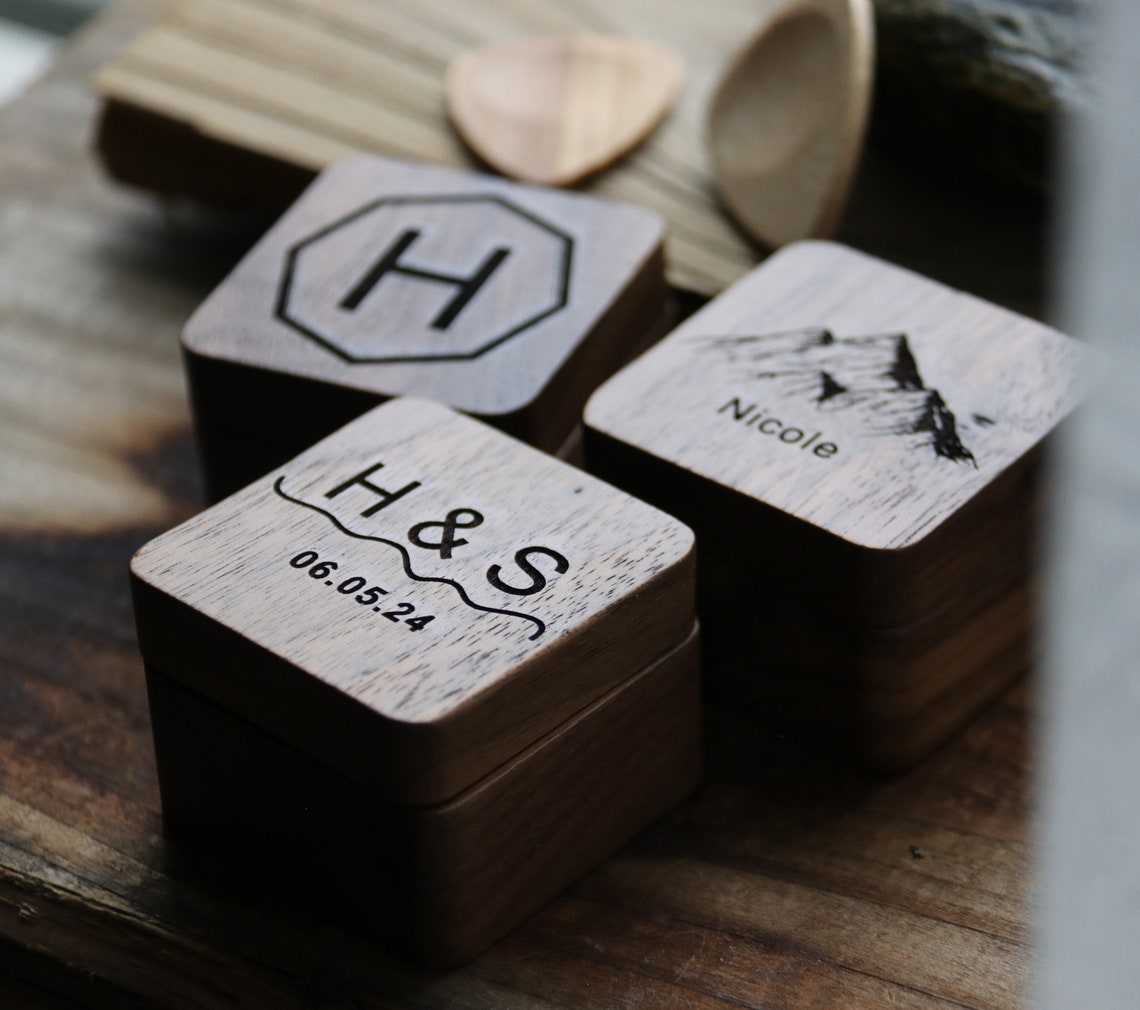 Custom Engraved Walnut Guitar Pick Boxes, Music Lover Gift, Guitarist ...