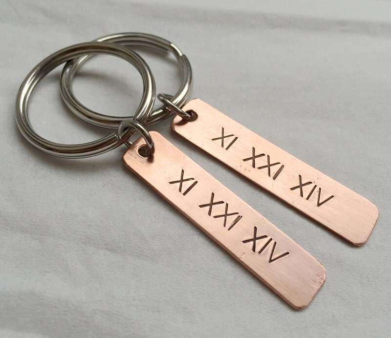 Couples Personalized Roman Numeral Keychains Copper His - Etsy Singapore