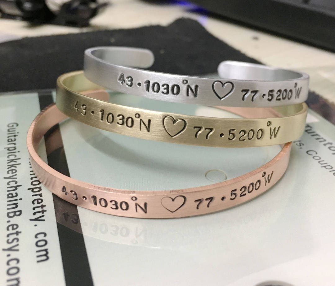 Personalized Bracelet, Personalized Cuffs, Bracelet for Her, Coordinate ...