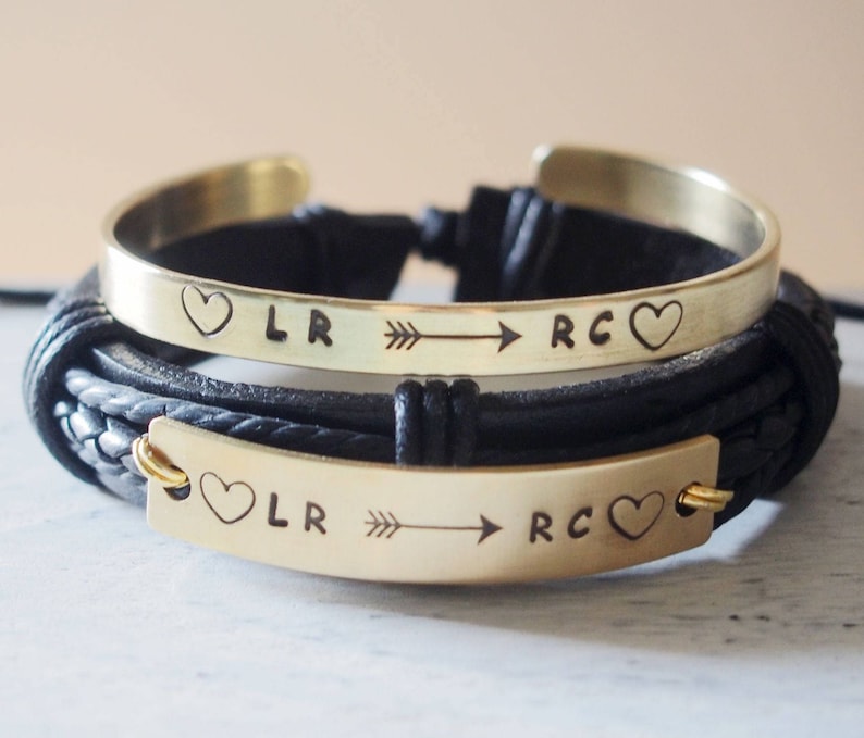 Personalized Couples Bracelets Leather Custom Couples Etsy