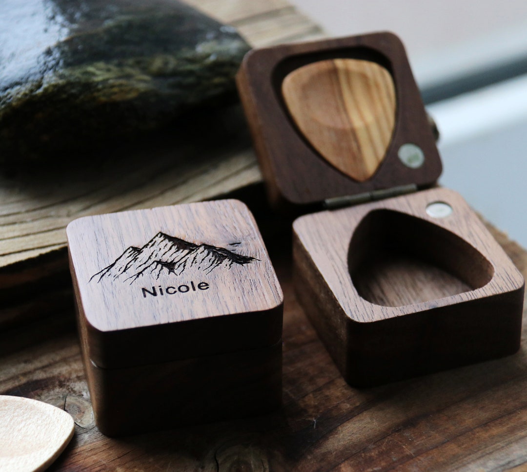 Custom Engraved Walnut Guitar Pick Boxes, Music Lover Gift, Guitarist ...