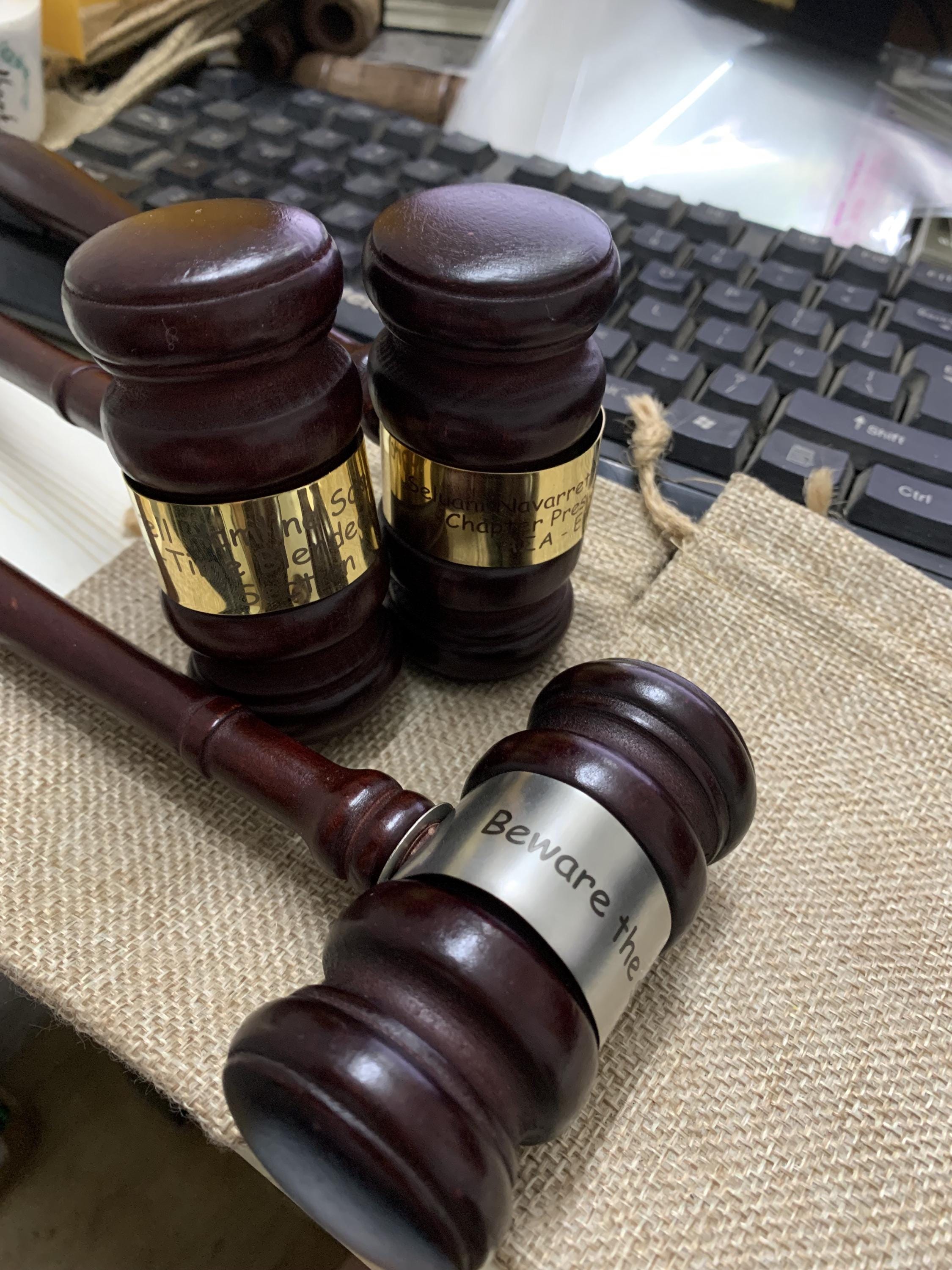 Engraved Wood Gavel, Personalized Wood Gavel With Engraved Gold Band ...