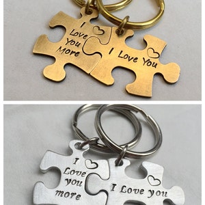 Couples Gift Set Silver Puzzle Piece Keychain Set, Silver Puzzle Piece ...