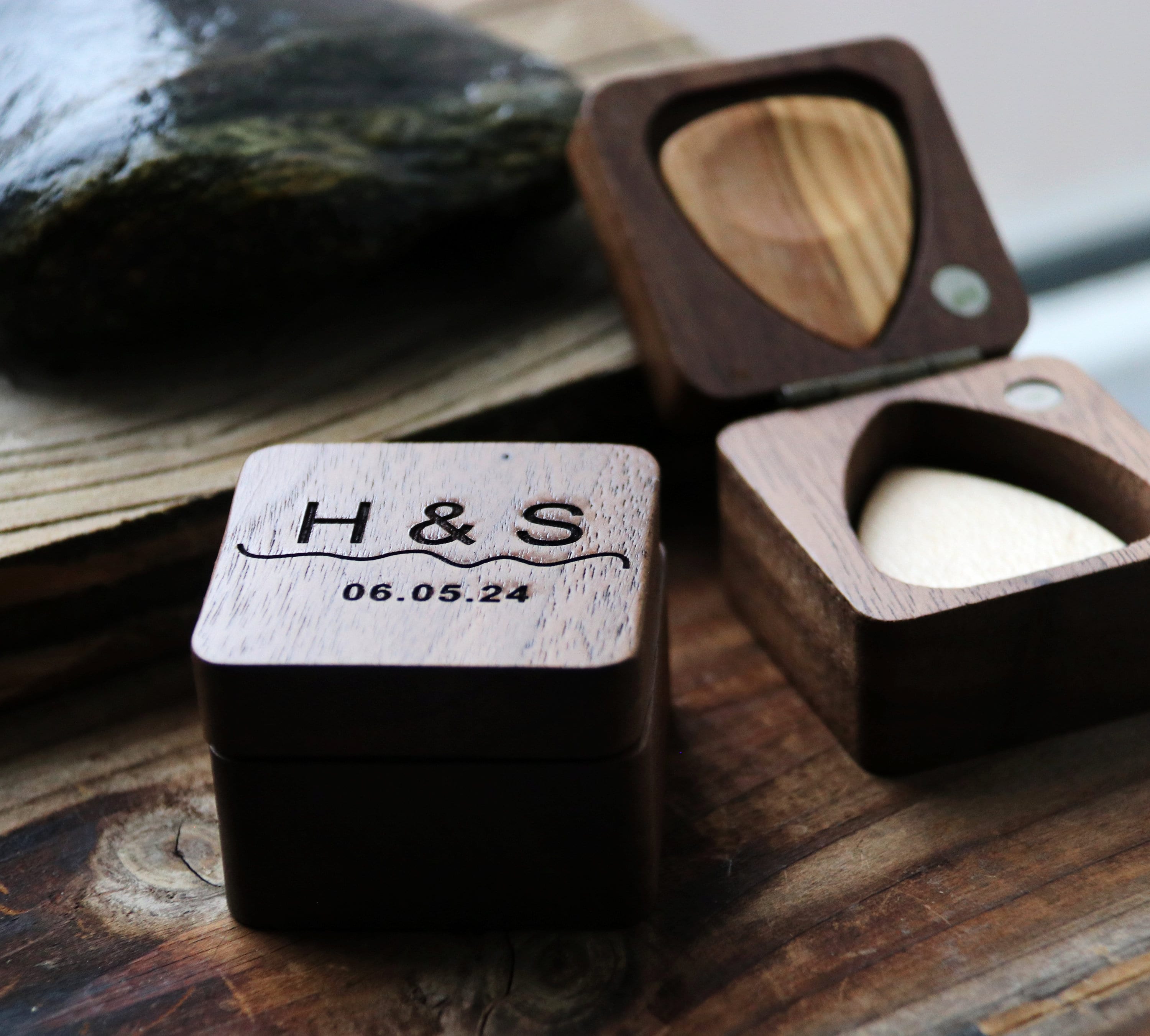 Custom Engraved Walnut Guitar Pick Boxes, Music Lover Gift, Guitarist ...
