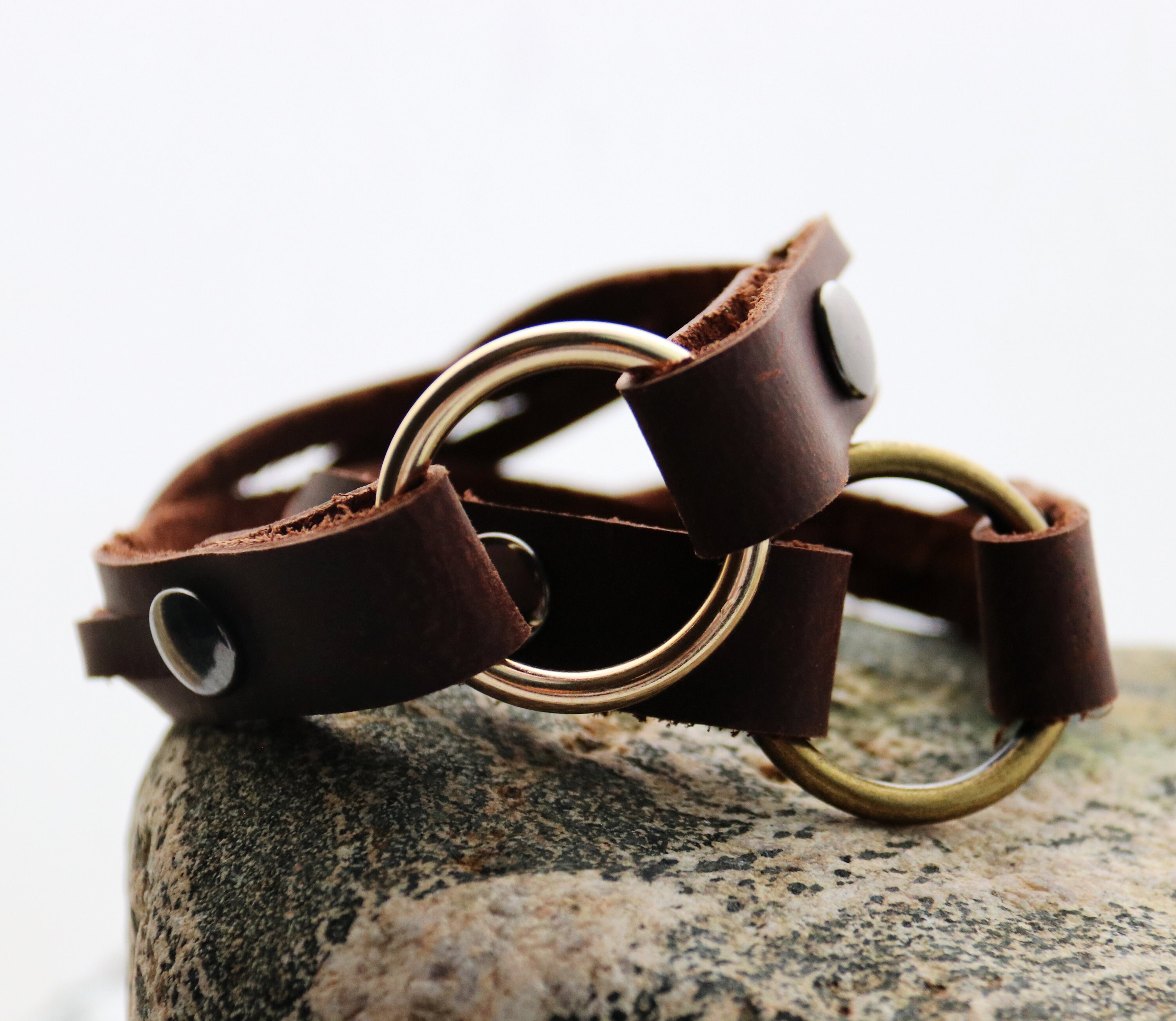 O Ring Bracelet, Braided Leather Widows Ring Bracelet, Widow Ring ...