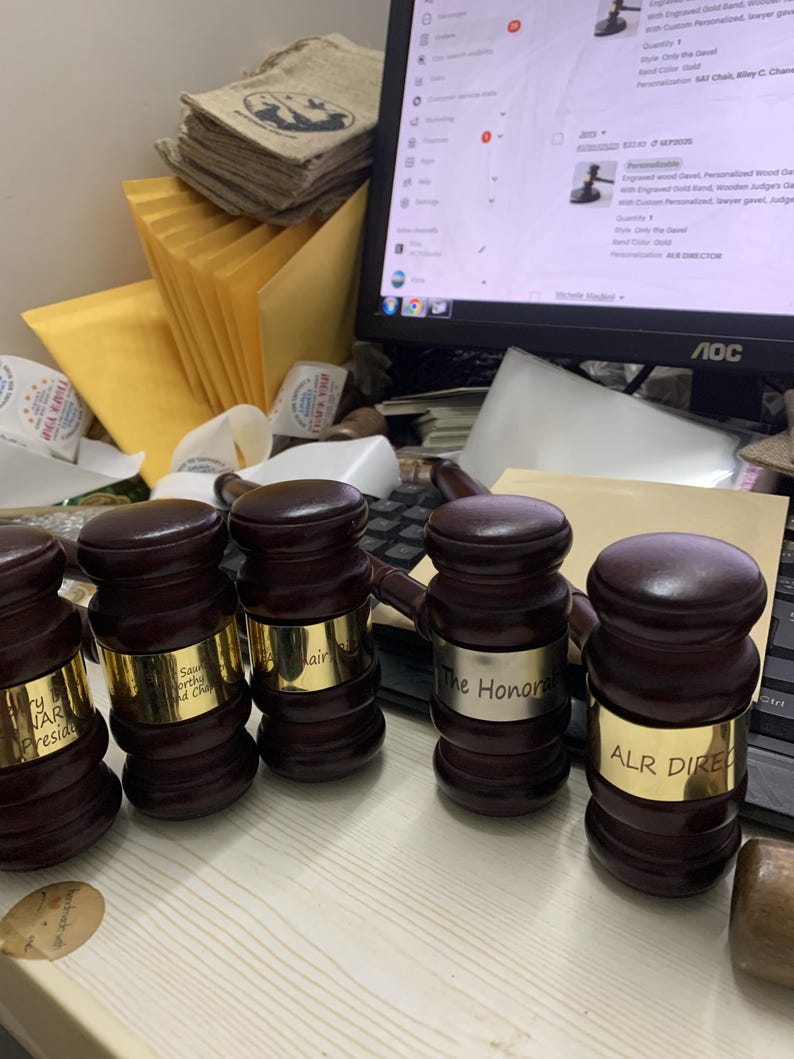 Personalized Lawyer Gavels and Sounding Board With Engraved Gold Silver ...