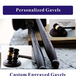 Personalized Lawyer Gavel and Sound Block With Engraved Gold Silver ...