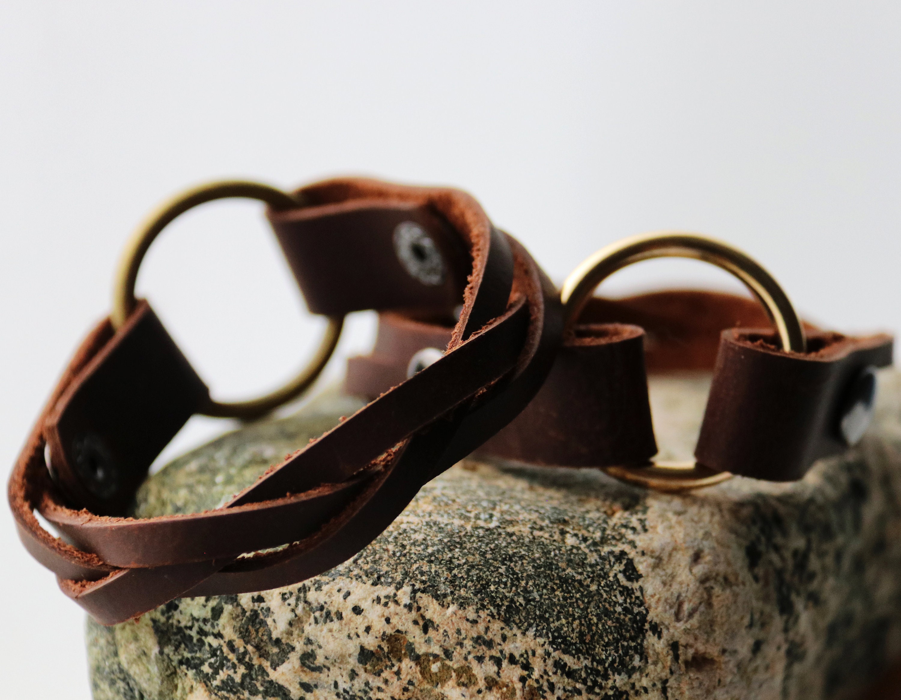 O Ring Bracelet, Braided Leather Widows Ring Bracelet, Widow Ring ...