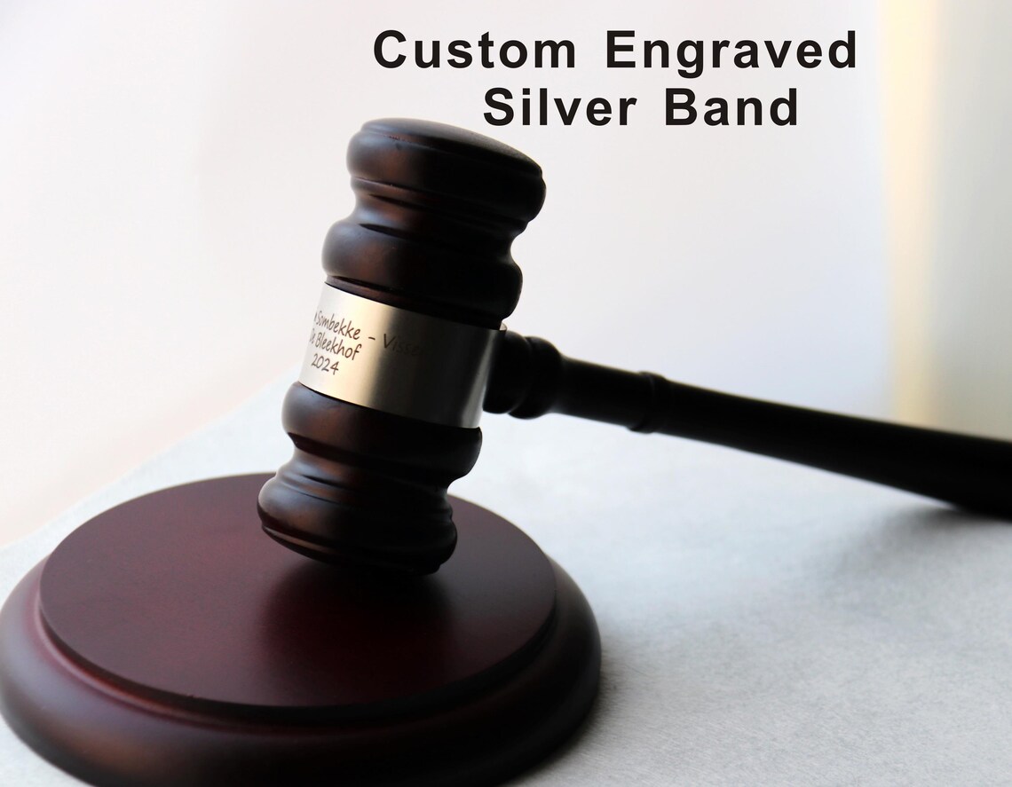 Personalized Wood Gavel With Engraved Gold Band, Wooden Judge's Gavel ...
