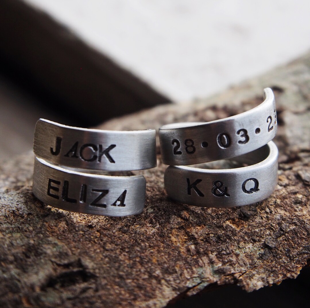 Stamped Wrap Ring, Custom Wrap Rings, Gift, Anniversary, Birthday ...
