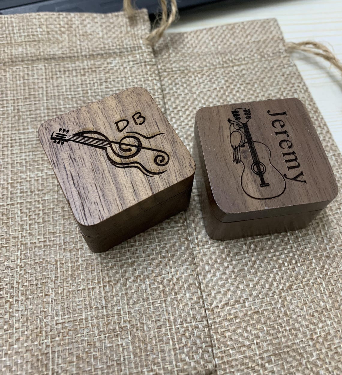 Custom Engraved Walnut Guitar Pick Boxes, Music Lover Gift, Guitarist ...