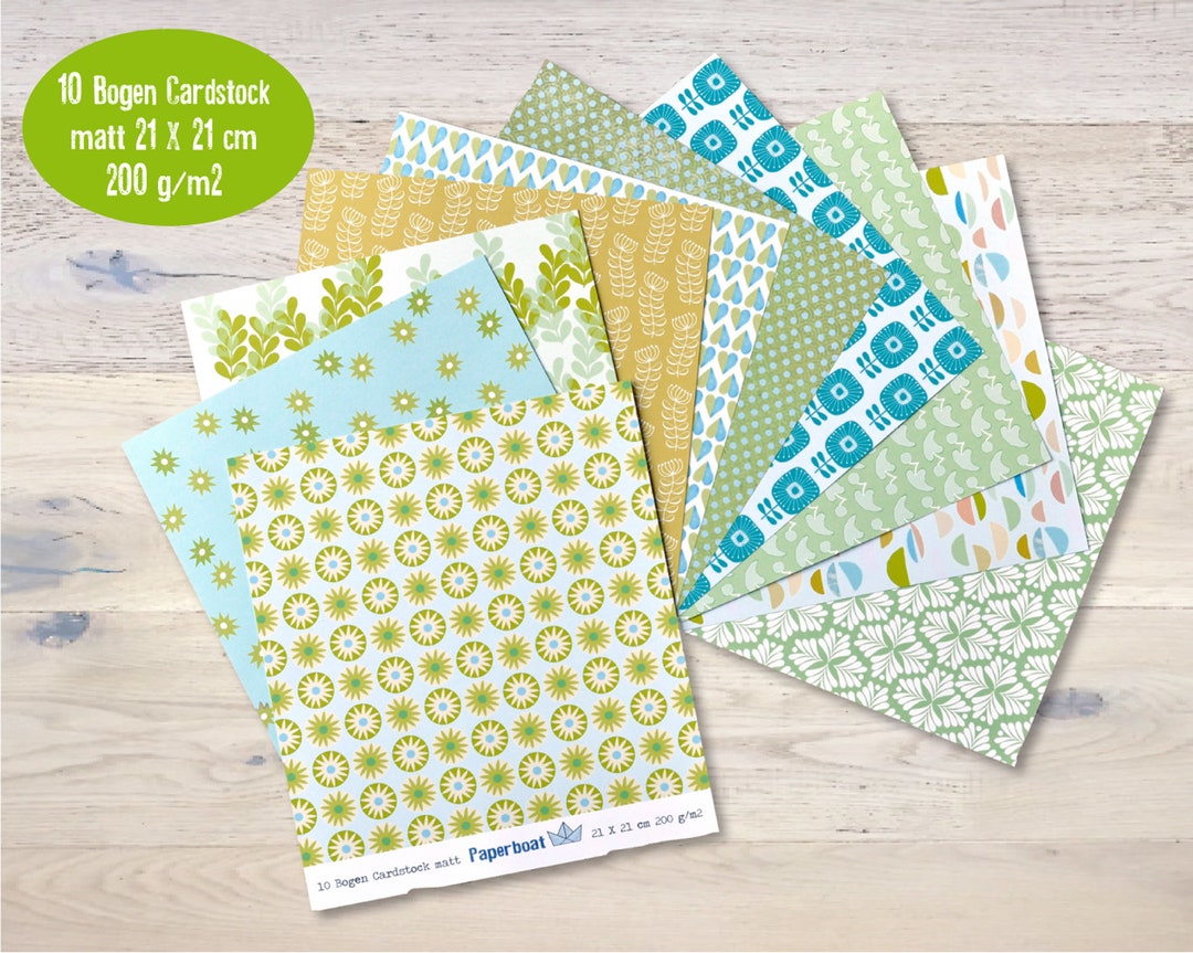 10 Sheets Cardstock Pattern Scrapbooking Green - Etsy België
