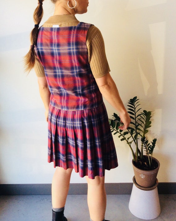 Vintage pinafore dress plaid dress preppy dress plaid… - Gem