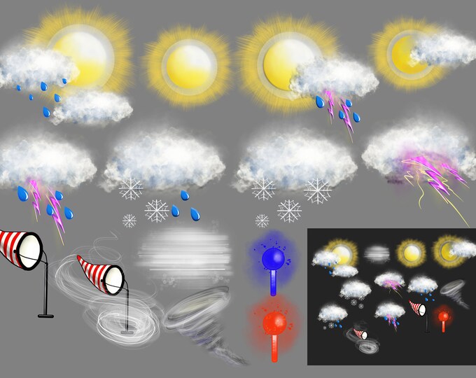 Weather Icons, Clipart, Weather - Etsy