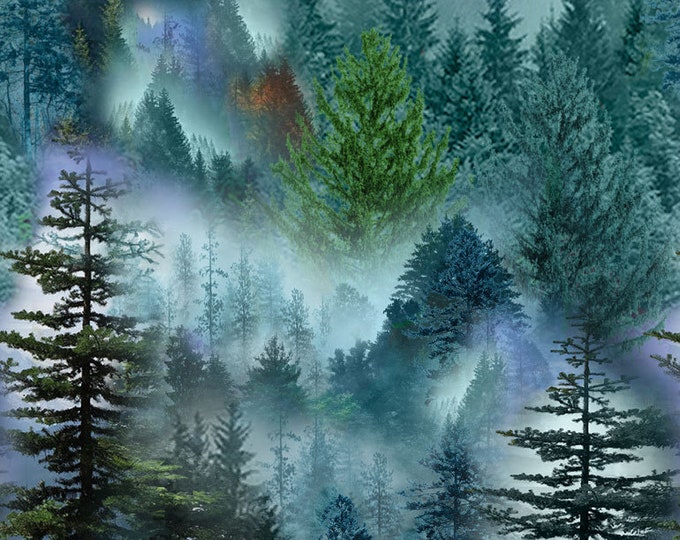 MOUNTAIN VISTA TREES Cotton Fabric Panel 23" X 44", Timeless Treasures ...