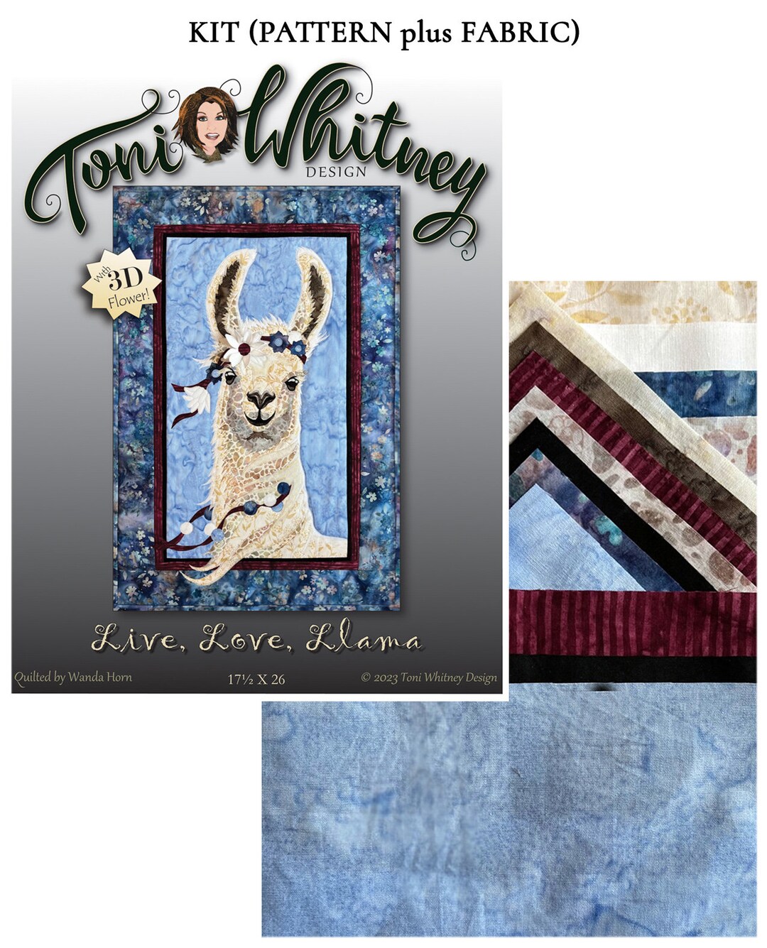 LIVE Love LLAMA Applique Quilt Kit PREORDER, Toni Whitney Pattern, Fusible Applique Quilt Kit ...