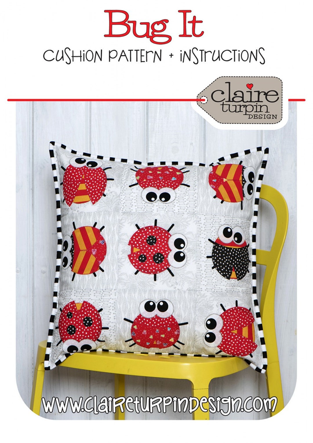 CLEARANCE LADYBUG Pillow Sewing Pattern, Bug It Claire Turpin Design ...