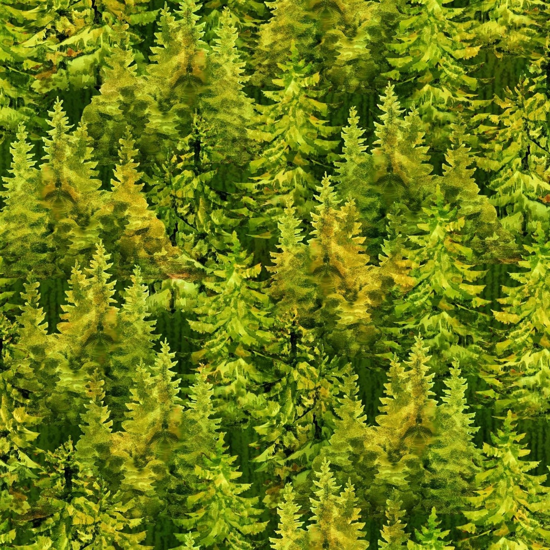 End of Bolt FOREST of GREEN TREES 12 X 44 Cotton Fabric, Oasis Fabric ...