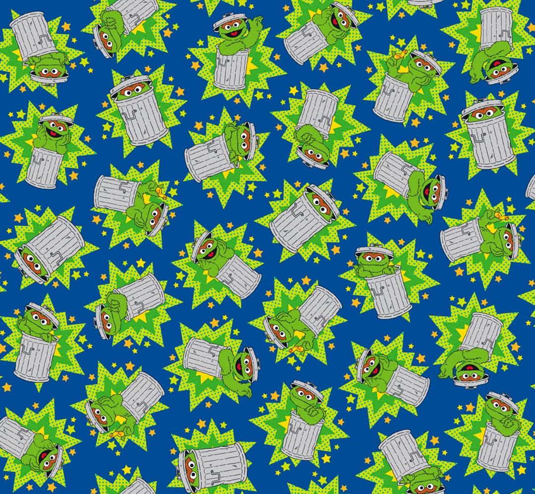 FQ OSCAR the GROUCH Sesame Street 18 X 21 Cotton Fabric, Qt Fabrics ...