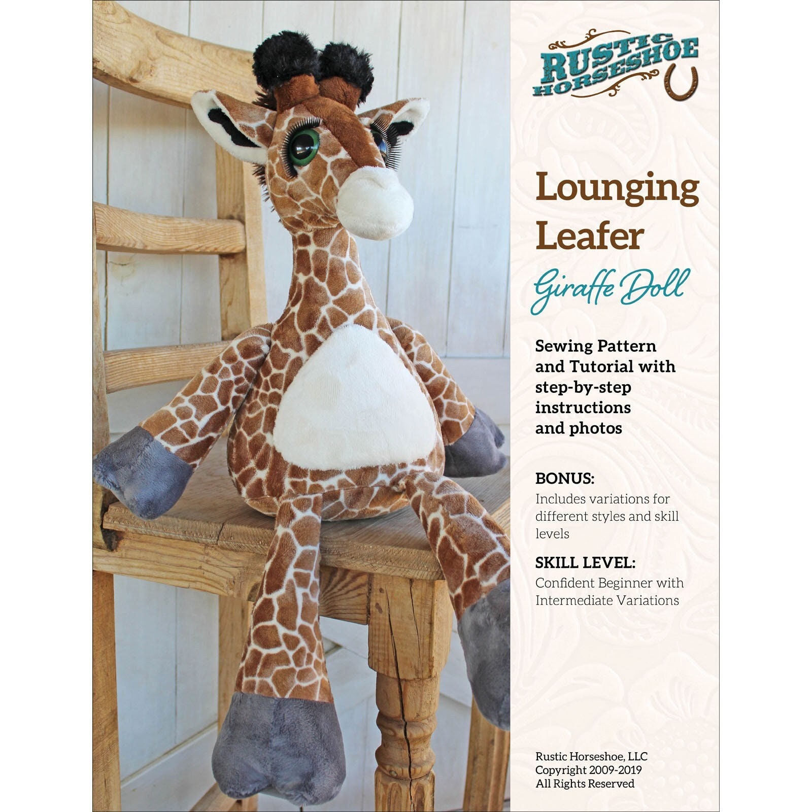 GIRAFFE LOUNGING LEAFER Stuffed Animal Sewing Pattern, Children's Toy ...