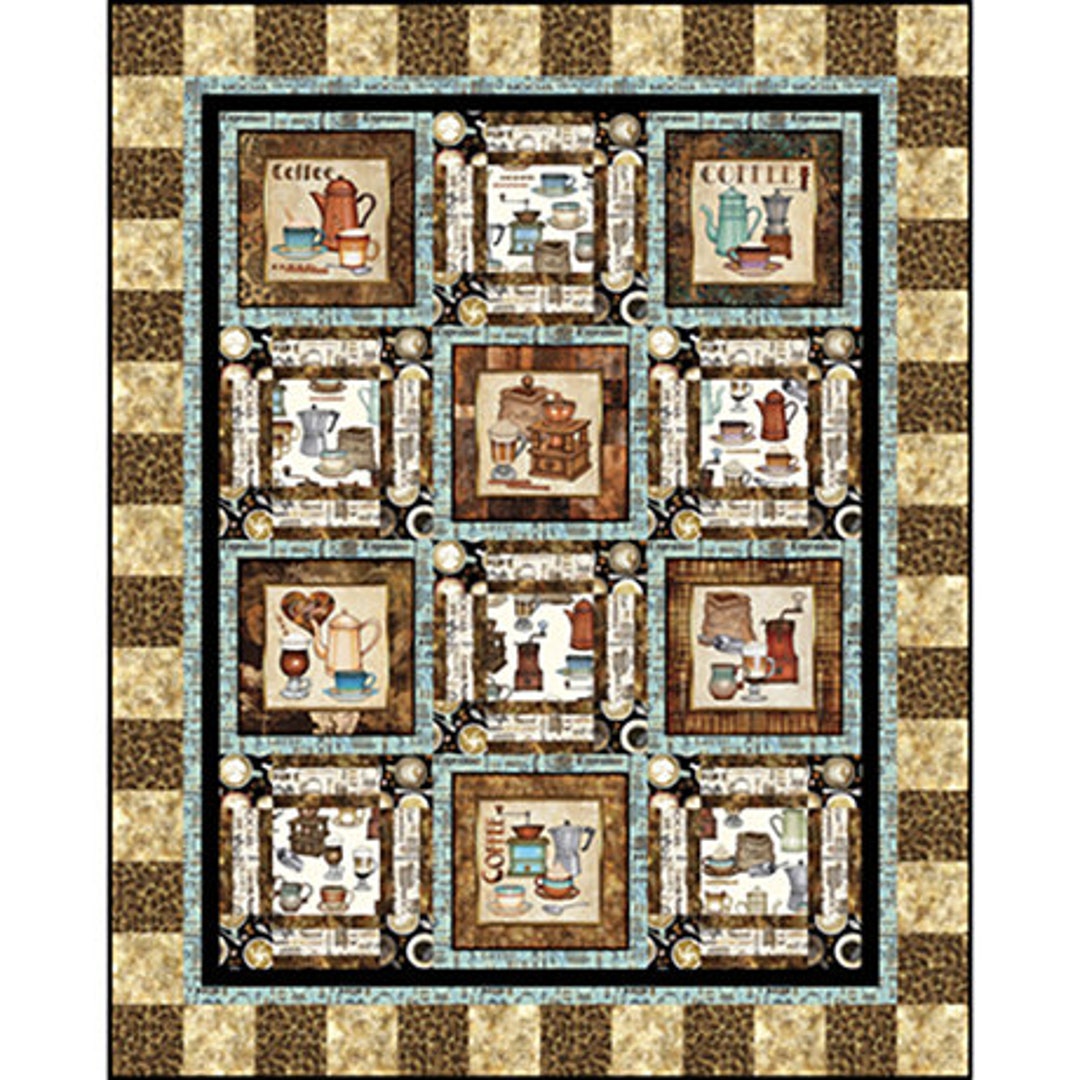 BARISTA COFFEE Quilt Kit, QT Fabrics, Coffee Quilt Kit, 48 X 60 Quilt ...