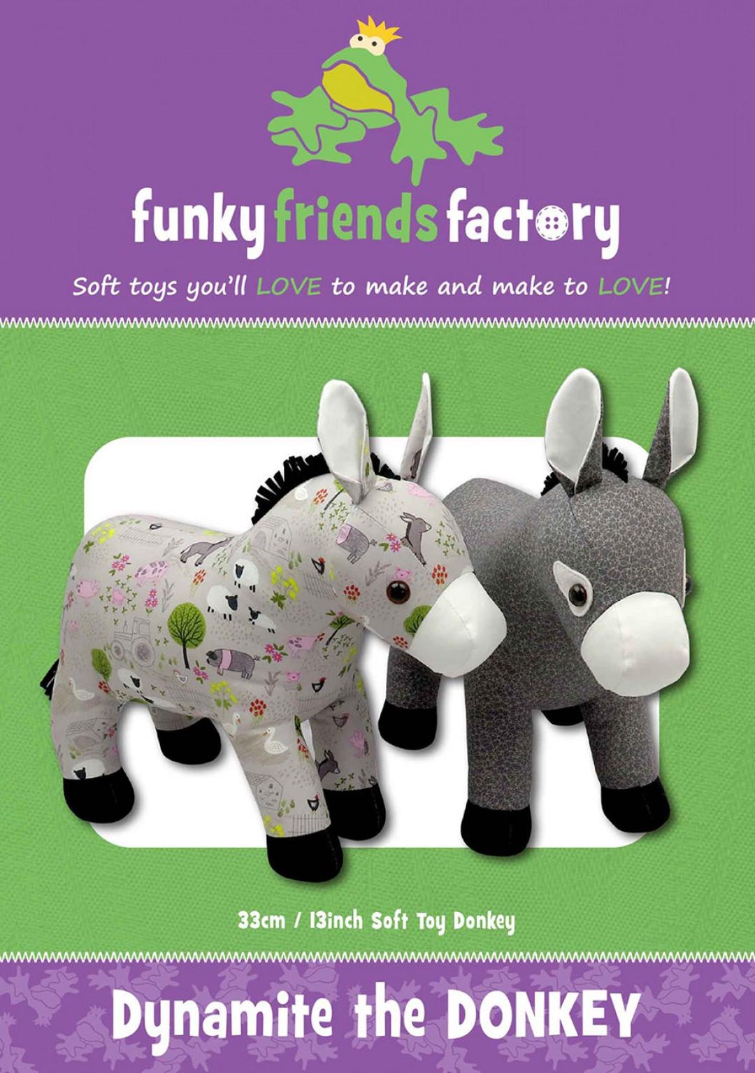 DYNAMITE THE DONKEY Funky Friends Factory Sewing Pattern, Stuffed ...
