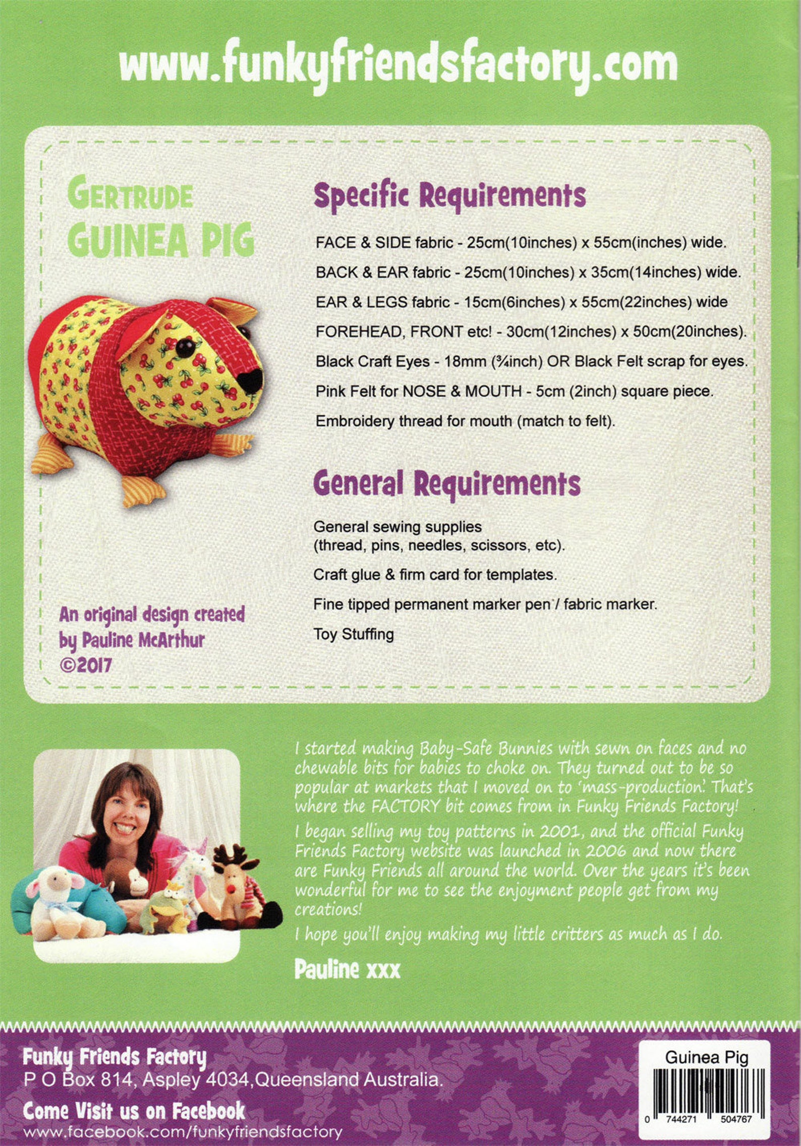 GERTRUDE GUINEA PIG Funky Friends Factory Sewing Pattern - Etsy