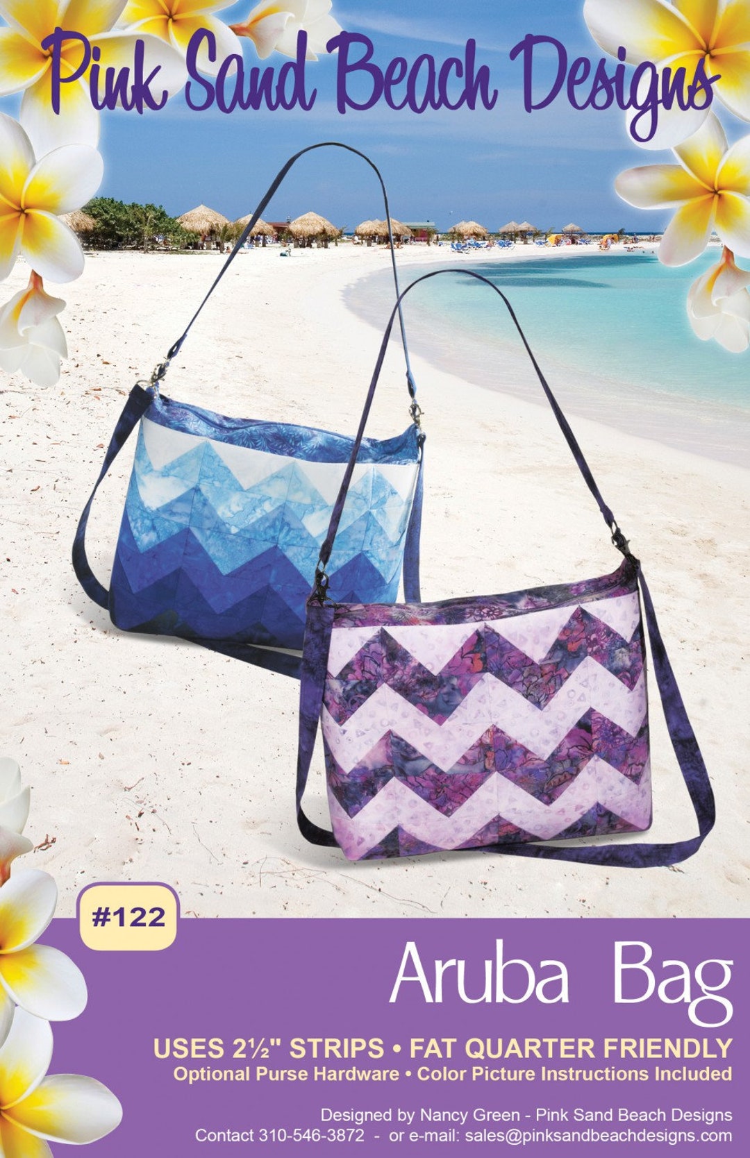 ARUBA BAG Shoulder Purse Sewing Pattern, Pink Sand Beach Designs Sewing ...