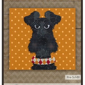 SCHNAUZER 2 BLACK Precut Fused Applique 8" Quilt Block Pattern, the ...