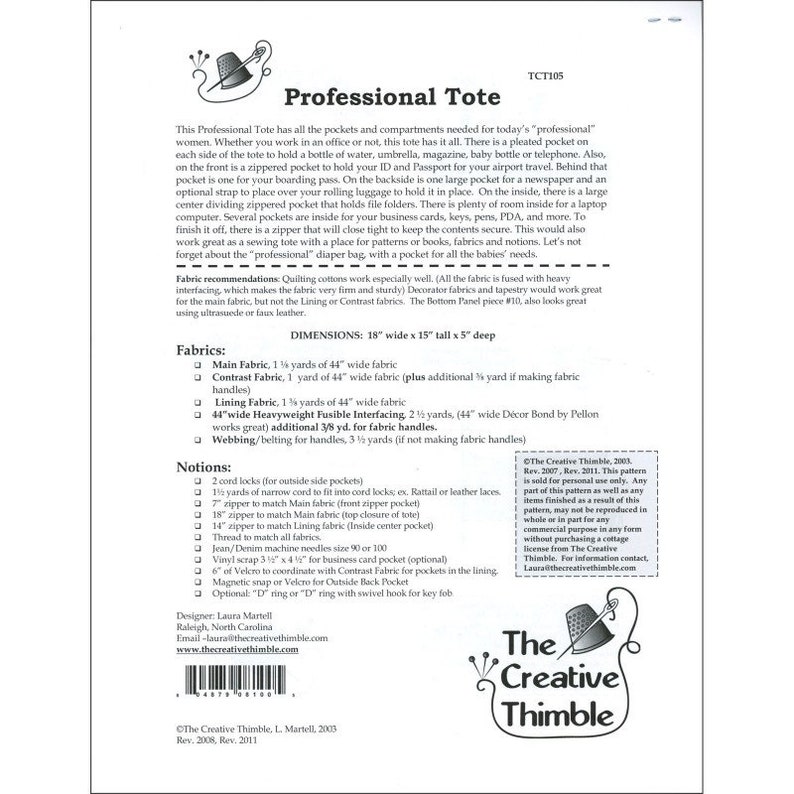 PROFESSIONAL TOTE Purse Sewing Pattern the Creative Thimble - Etsy